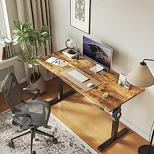 Agilestic Electric Standing Desk, 48 x 24 Inches Height Adjustable Desk, Sit Stand up Desk for Work Office Home, Ergonomic Rising Computer Table with Memory Preset, Rustic Brown