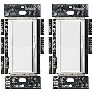 Lutron Diva LED+ Dimmer Switch for Dimmable LED, Halogen and Incandescent Bulbs, Single-Pole or 3-Way, DVCL-153P-WH, White (2-Pack)