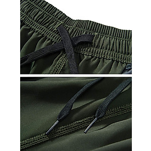 TACVASEN Mens Running Shorts Stretch Drawstring Quick Dry Shorts Workout Gym Summer Shorts with Zipper Pockets Green,33