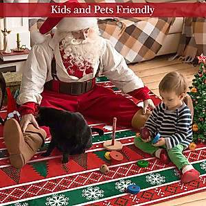 RUGSREAL Christmas Area Rug 2x3 Winter Christmas Tree and Snowflake Area Rug for Entryway Christmas Doormat Non-Slip Rug Washable Floor Cover for Living Room Bedroom, Red, 2x3 Feet