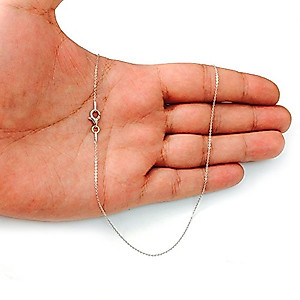 Jewelry Affairs Sterling Silver Rhodium Plated Cable Chain Necklace, 0.6mm, 20"
