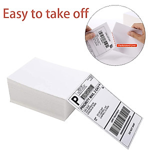 BESTEASY 4" x 6" Fanfold Direct Thermal Labels, White Perforated Permanent-Adhesive Shipping Labels, Mailing Address Label, Compatible with Zebra, Elton (4 Stack 1000 Labels/Stack)