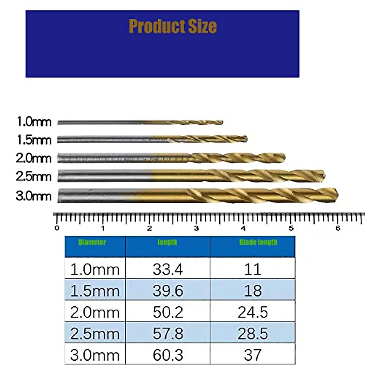 60PCS Titanium Micro Twist Drill Bits 1mm, 1.5mm, 2mm, 2.5mm, 3mm, 3.5mm-10pcs for Each，Small Fully Ground Mini Drill Bits for Wood, Plastic, Aluminum,DIY Making Craft Engraving
