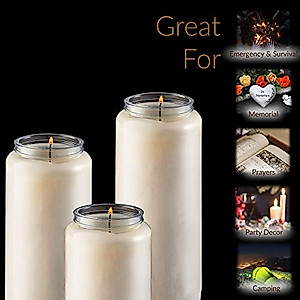 Tribello 9 Day Candles, 10 Pack - 7” White Pillar Candles for Memorial, Prayer Candles, Party Decor, and Emergency Candles - Unscented Slow Burning 100% Vegetable Wax in Plastic Jar Container