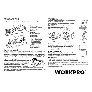 WORKPRO W052002 Block Plane, 1-5/8 In. Wide Blade, Cast Iron Body, Adjustable Cutting Depth, Black (Single Pack)