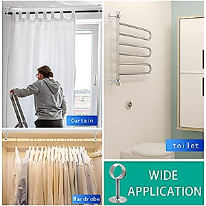 Jiozermi 6 Pcs 1 Inch Ceiling Mount Curtain Rod Bracket, 2.55 Inch Height Flange Closet Rod Holder, Heavy Duty Stainless Steel Shower Curtain Rod Socket, Closet Rod End Supports, Brushed Finish