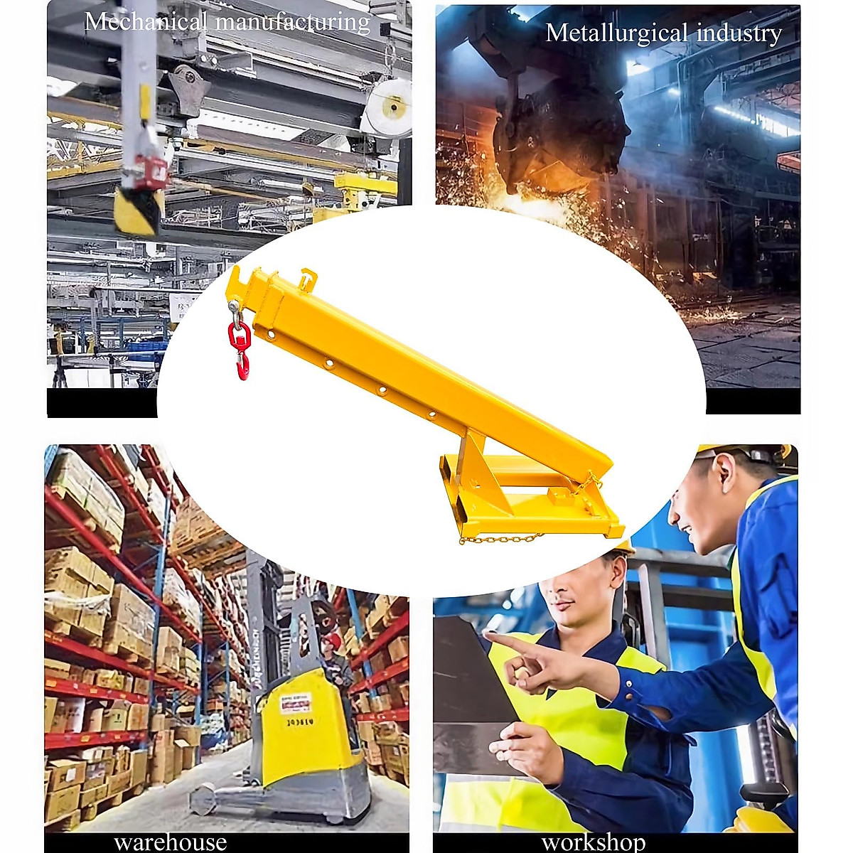 BREVELTION 6600LB Forklift Mobile Crane, Lifting Forklift Extension Attachments Jib Boom Crane, W/Telescopic Boom 63"-98", for Forklift Towing Handling