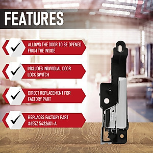 Front Left Interior Door Handle Chrome - Compatible with Ford, Lincoln and Mercury Vehicles - Fusion 2006 - 2012, MKZ 2007 - Zephyr, Milan - Replaces 6E5Z 5422601-A, 81702, 6E5Z5422601A, 92813