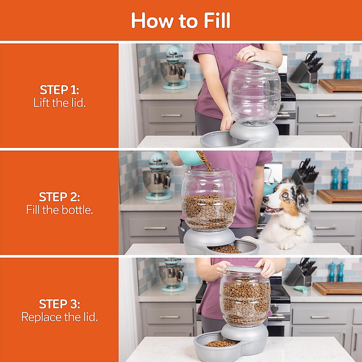 Petmate Replendish Gravity Feeder W/Microban, Pearl Peacock Blue, 2 LB, Made in USA