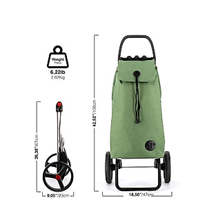 Foldable Grocery Shopping Cart with Wheels | Collapsible Personal Folding Cart for Groceries | Durable & Portable | Green