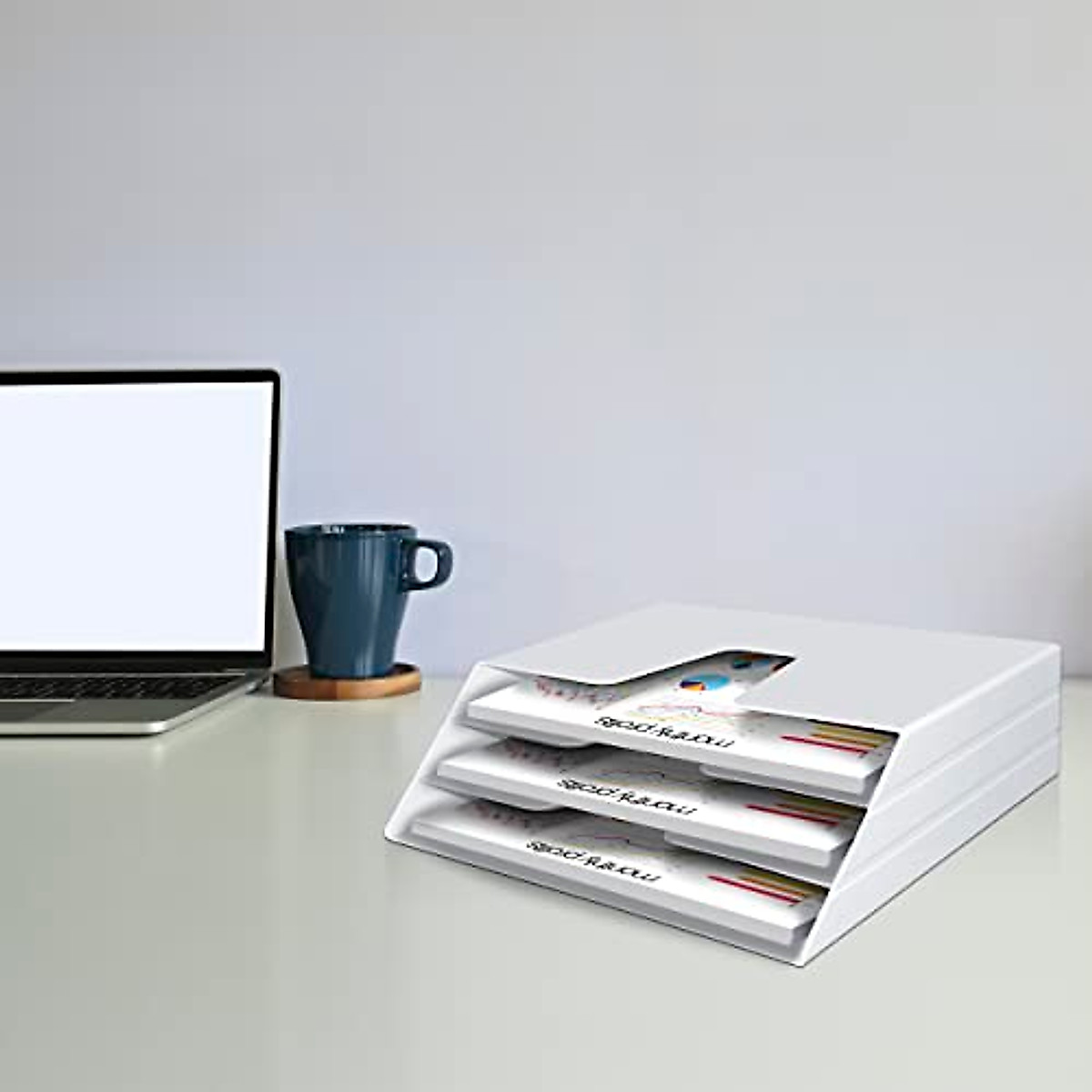 Acrimet Horizontal Triple File Folder Holder Organizer (White Color)