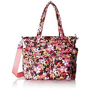 Vera Bradley Women's Cotton Utility Tote Bag, Rosa Floral - Recycled Cotton, One Size