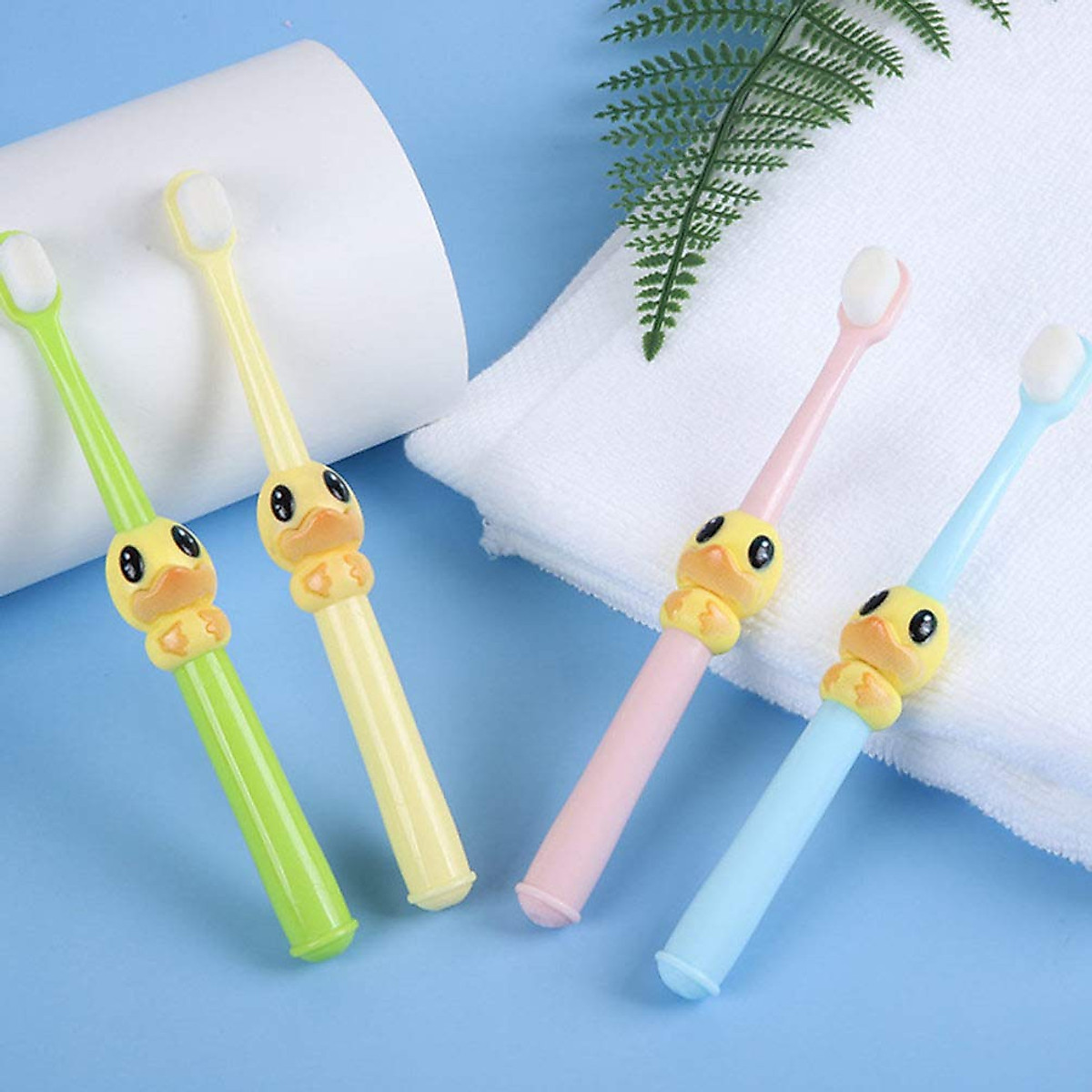 TOYANDONA 4pcs Extra Toothbrush with 10000 Bristles Cartoon Duck Micro Nano Manual Toothbrushes Sensitive Gums Toothbrushes Adult Kid Tooth Brush