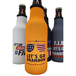 Let's Go Brandon Republican Gift - FJB Ferk Jer Berdin LGBFJB Patriotic Trump Gifts for Him Insulated Cooler Sleeve with Zipper, Built-In Removable Bottle Opener, 12 oz. Bottle Insulator Thermocooler