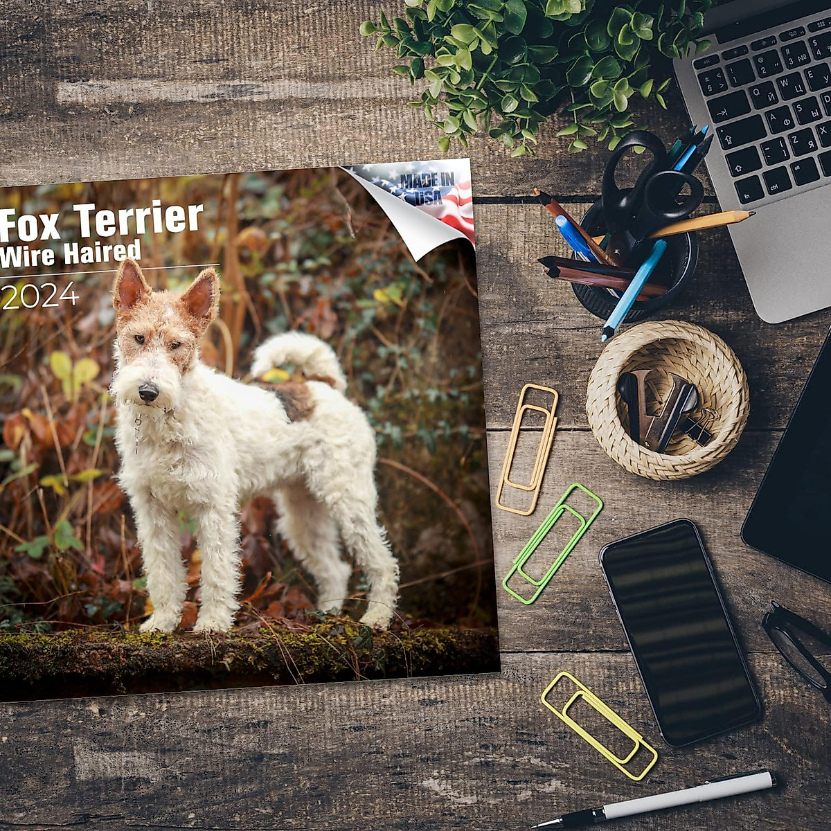 2023 2024 Wire Fox Terrier Calendar - Dog Breed Monthly Wall Calendar - 12 x 24 Open - Thick No-Bleed Paper - Giftable - Academic Teacher's Planner Calendar Organizing & Planning - Made in USA