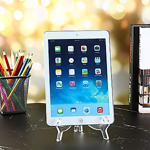 HESTYA 3 Pieces 4.5/7/9.8 Inch Clear Acrylic Easels Display Stands Plate Stands Holders to Display Pictures or Other Items for Weddings, Birthdays, Home Decoration, Tables