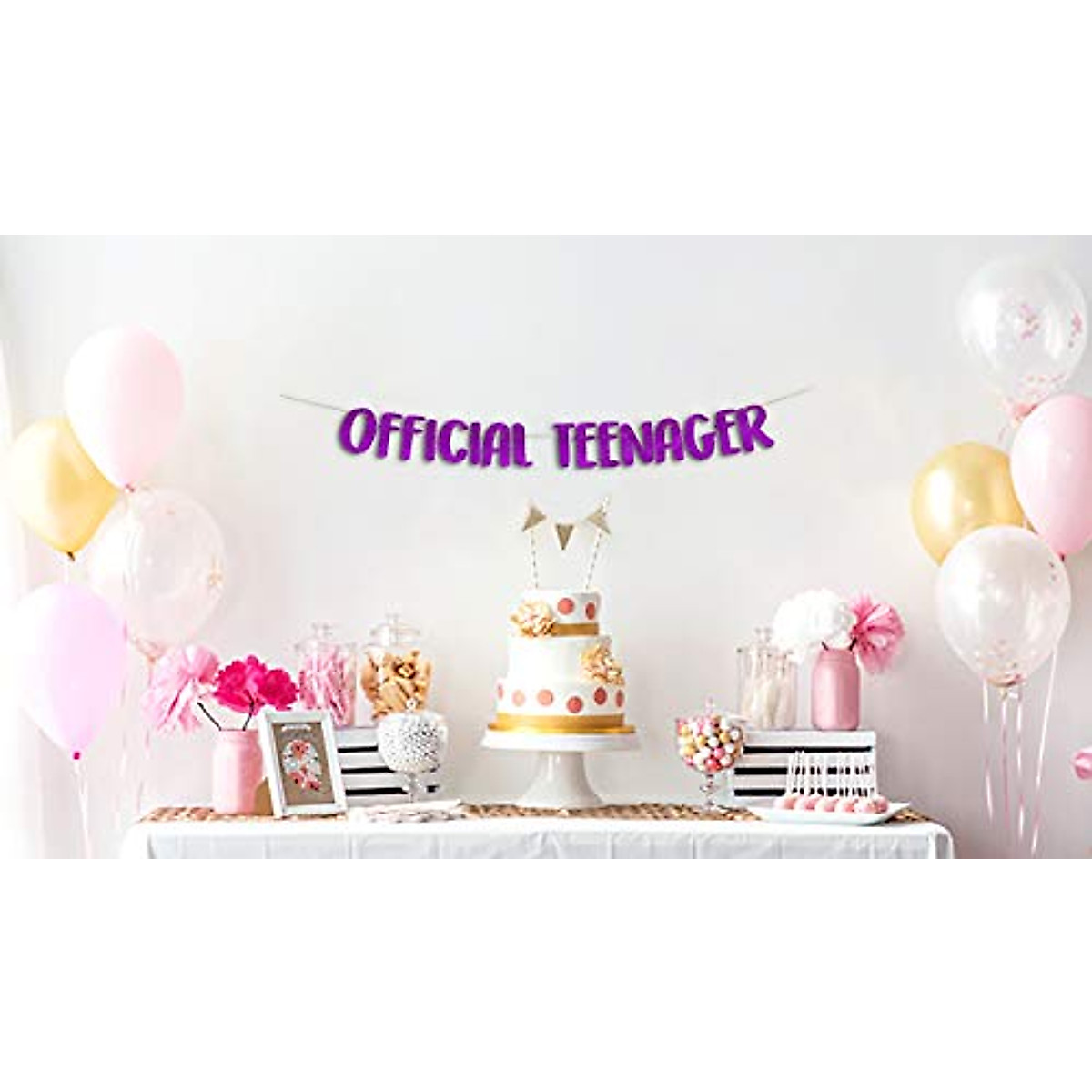 Official Teenager Purple Glitter Banner - 13th Birthday Party Decorations Gifts and Supplies