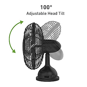 HOLMES 4" Mini Heritage Desk Fan, USB-Powered, Single Speed, 4 Blades, Adjustable 100° Head Tilt, Metal Construction, Ideal for Home, Dorm Rooms, Bedrooms, Office or Travel, Vintage Matte Black