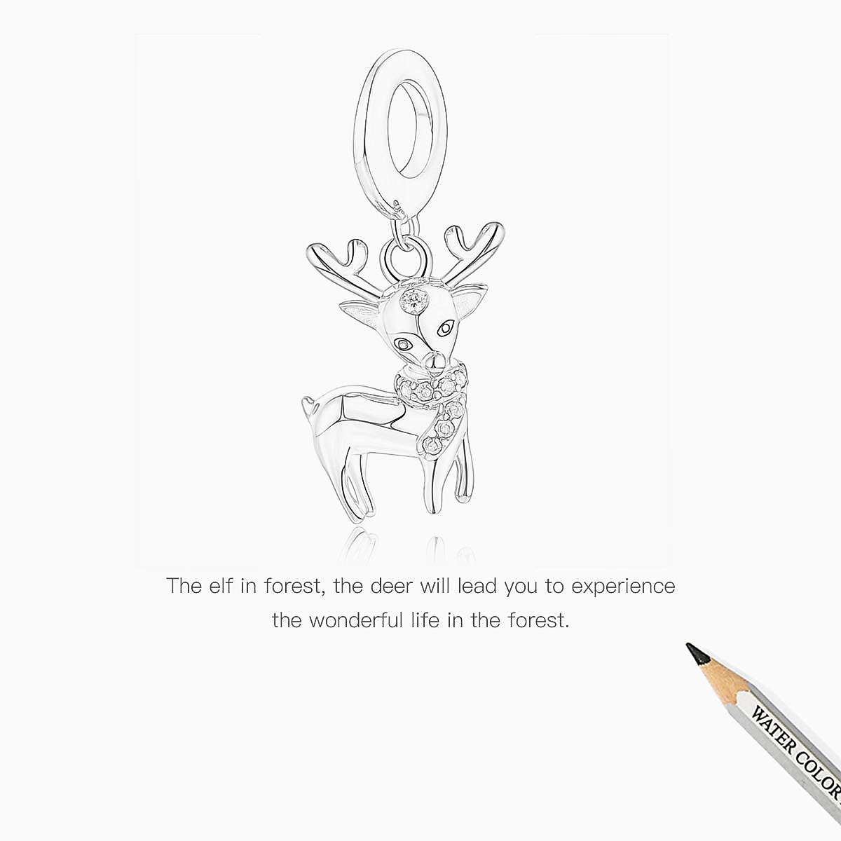 Reindeer Dangle Charm fit for Pandora Charms Bracelets 925 Sterling Silver with Cubic Zirconia Rose Gold Plated Christmas Gift Jewelry for Women and