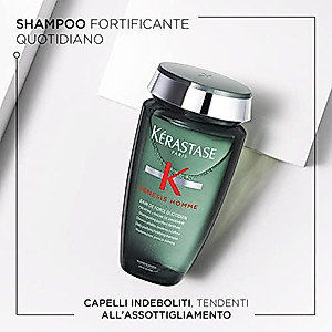KERASTASE Genesis Homme Bain De Force Shampoo For Men | Deep Cleansing, Cooling, Strengthening & Hydrating | For Scalp, Hair & Beard | For Weakened Hair | 8.5 Fl Oz
