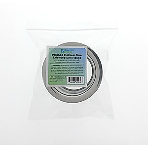 Essential Values Kitchen Extended Sink Flange, Deep Polished Stainless Steel Flange for Insinkerator Garbage Disposals and Other Disposers That Use A 3 Bolt Mount and A Thicker Sink