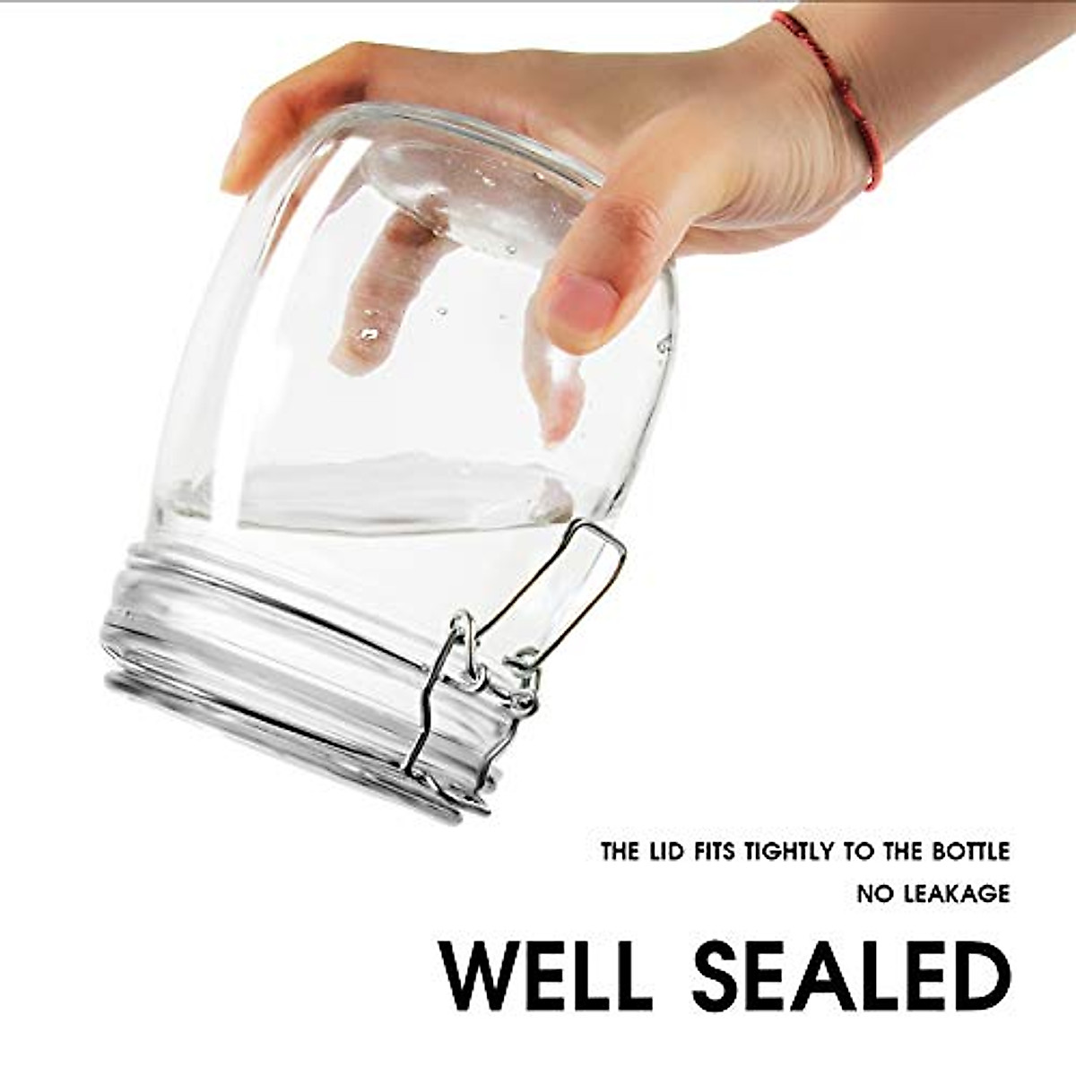 MASTERTOP 4pcs Glass Jars, Food Storage Containers Set with Airtight Lids, Canister Sets for Kitchen Counter, Cookies Sugar Coffee Nuts Spices, 15pcs Reusable Food Storage Bags, 50oz, 33oz, 26oz, 17oz