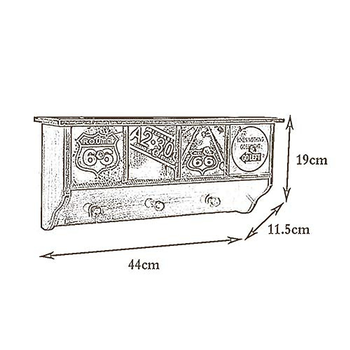 PIBM Stylish Simplicity Shelf Wall Mounted Floating Rack Shelves Solid Wood Retro Storage Hook up Coffee Shop Clothing Store,4 Drawers, a , 44X11.5X19CM