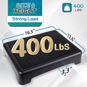 One Step Stools for Adults & Seniors, Anti Slip Portable Sturdy Indoor/Outdoor Mobility Plastic Step Stool Platform for SUV,Cars,Stairs,Bedside,Chair/Office,Black