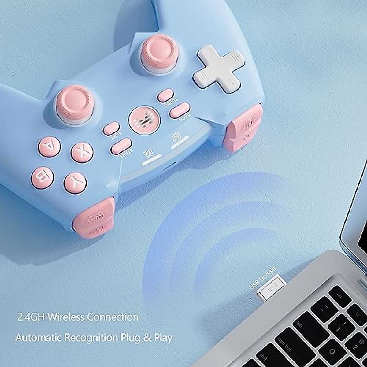 BEITONG BAT4 Wireless PC Game Controller,Dual Vibration Retro Gamepad Joystick for Windows 7 8 10 11/Steam/Simulators/Android TV Gaming (Bat 4 (Ice Cream))