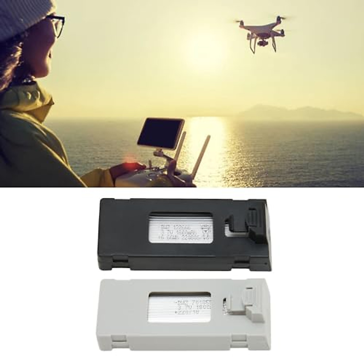 TOUISEDGI RC Drone Battery, Lightweight Professional 3.7V 1800Mah Remote Control UAV Battery for E88 E88MAX E525 E99 K3 RC UAV(Black)