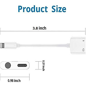 [Apple MFi Certified] 2 Pack Lightning to 3.5mm Headphone Jack Adapter 2 in 1 iPhone Headphones Adapter Charger and Aux Audio Splitter for iPhone 14/13/12/11/XS/XR/X/8/7 Charging+Music Control