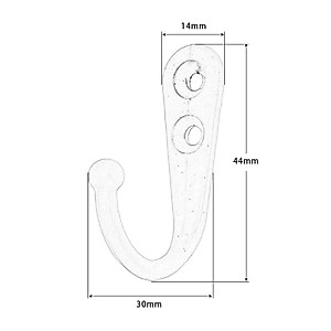 Yetaha Black Wall Mounted Coat Hooks with 10 Screws, Single Prong Robe Hook 2 Holes Heavy Duty Metal Wall Hooks for Hanging Towel Key Scarf Bag Cap Coffee Cup Mugs, Pack of 5