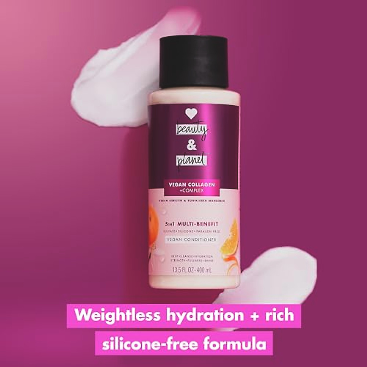 Love Beauty and Planet 5-in-1 Multi-Benefit Conditioner Vegan Keratin Collagen & Sun-Kissed Mandarin, for a Deep Cleanse, Hydration, Strength, Fullness, & Shine, 13.5 fl oz