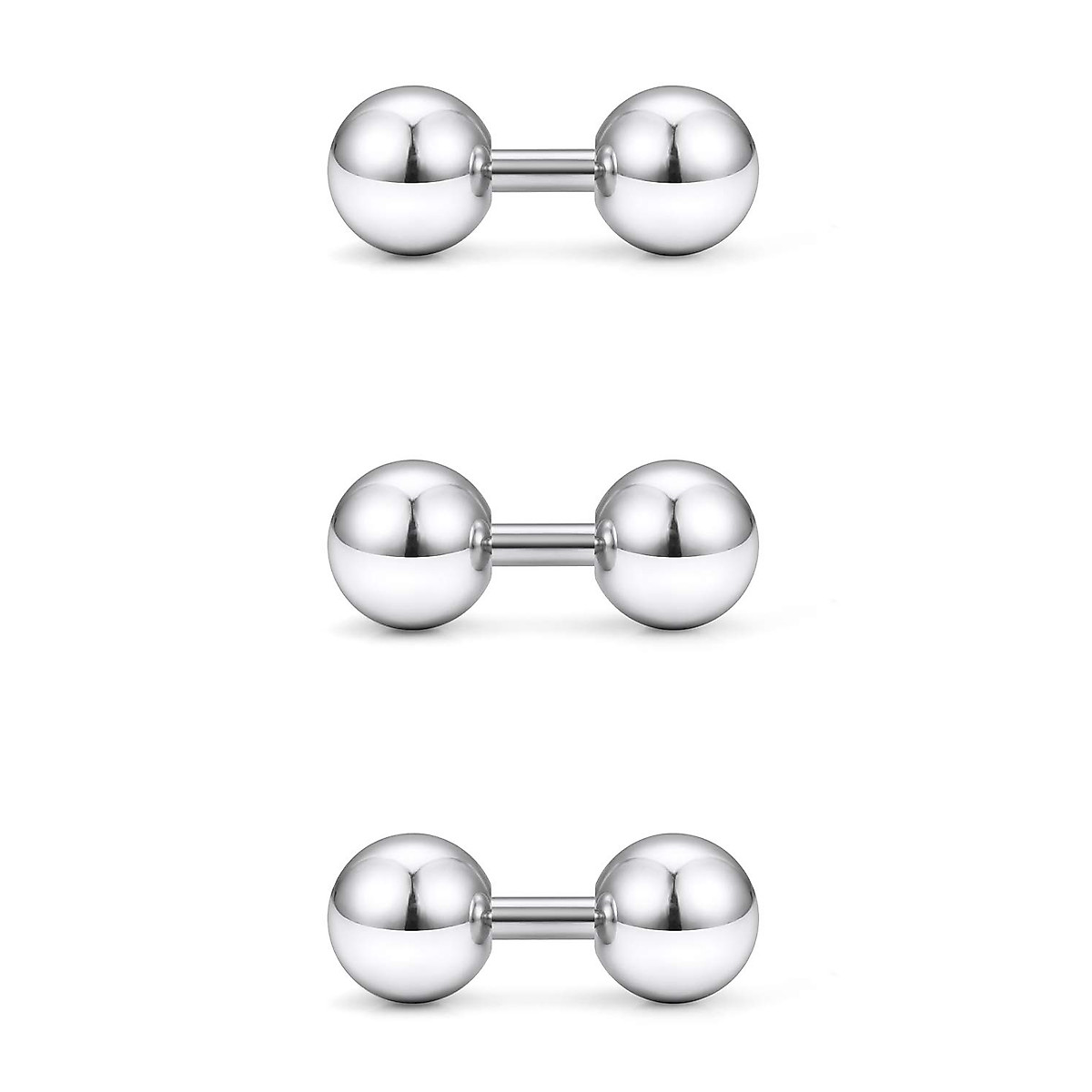 Yaalozei 14G Big Piercing Balls PA Ring Piercing Jewelry 316L Surgical Stainless Steel Externally Threaded Straight bar Barbell Tragus Helix Ring Cartilage Lobe Earring piercing Jewelry Women Men 6mm