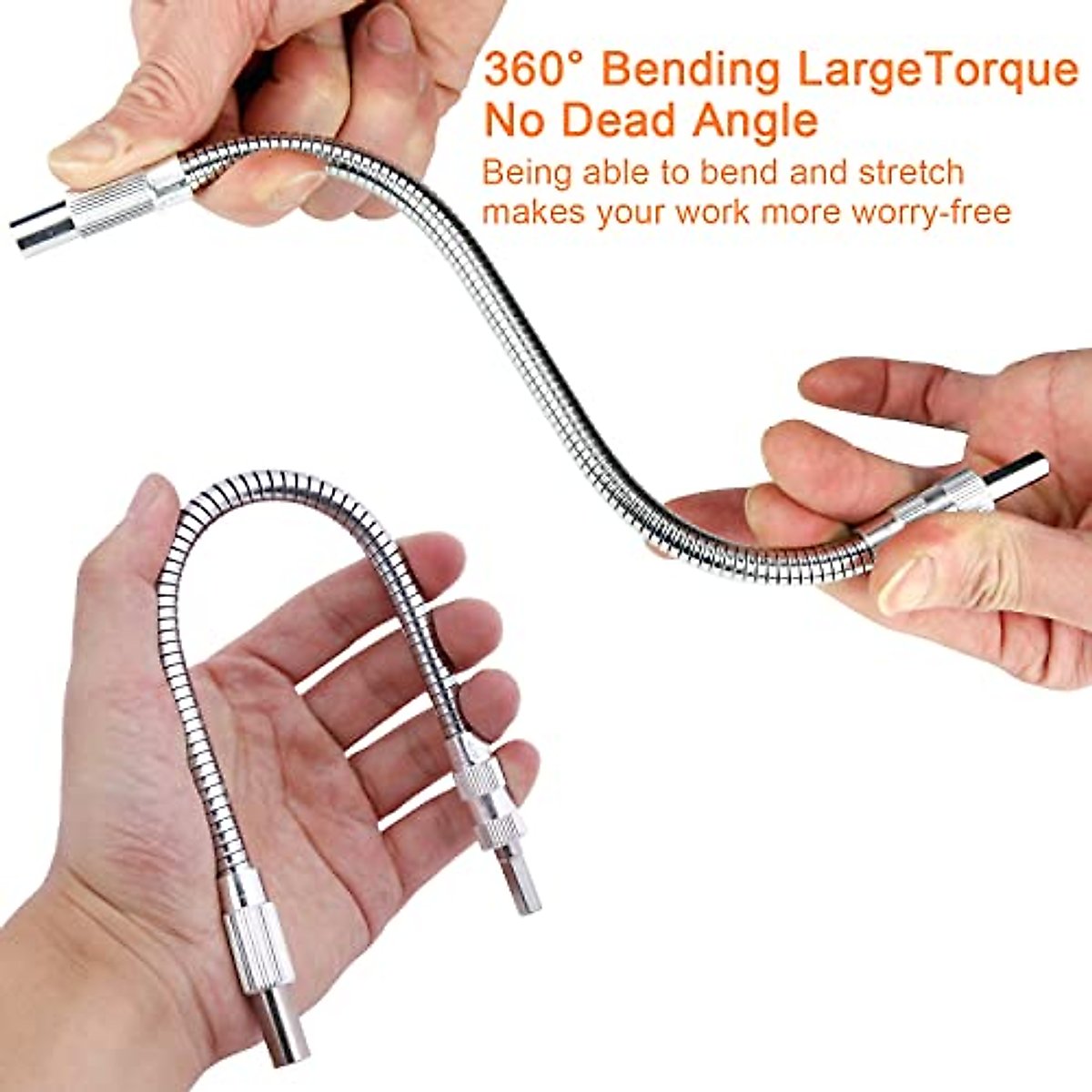 2 PC Flexible Drill Bit Extension - 1/4" Magnetic Hex Soft Flexible Shaft Extension For Drill - 7.9" And 11.8" Quick Change Hex Shank Flex Drill Bit Extension For Furniture, Computer Chassis, Cabinets