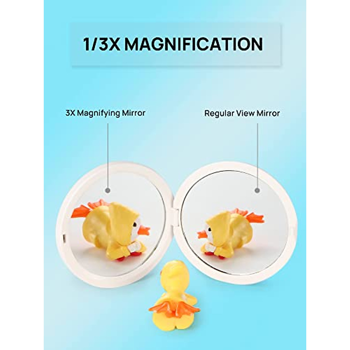 Getinbulk Compact Mirror Bulk, Small Pocket Makeup Round Mirror Double-Sided 1X/3X Magnifying PU Leather (White, 2.7 inches)