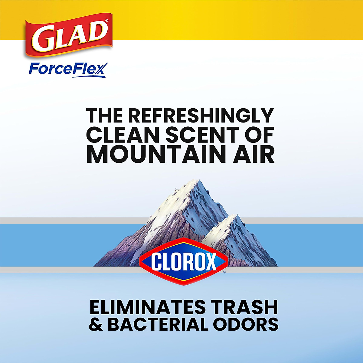 GLAD ForceFlex Large Drawstring Trash Bags, 30 Gallon Black Trash Bags for Large Kitchen Trash Can, Mountain Air Scent to Eliminate Odors, 50 Count (Package May Vary)