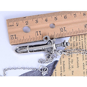 Alilang Antique Fantasy Medieval Renaissance Removable Scabbard Rune Sword Dagger Pendant Necklace