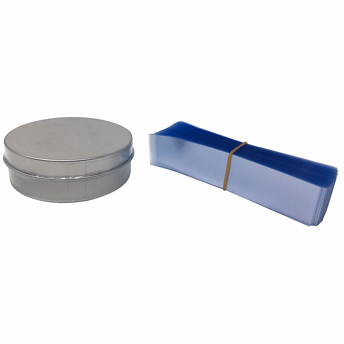 Clear Perforated Shrink Band for 4 Ounce Flat Tins, 8 Ounce Tall Tins (100 Pack)