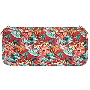 IN4 Care Patio Bench Cushion Covers for Outdoor Furniture with Ties, Water Resistant Loveseat/Settee Cushion Slipcover 48x18x3 Inch for Swing Porch Garden (Replacement Cover Only)-Chili Red Floral