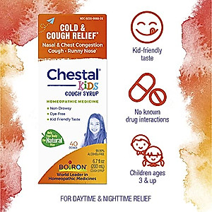 Boiron Chestal Children's Cold and Cough Syrup for Nasal and Chest Congestion, Runny Nose, and Sore Throat Relief - 6.7 Fl oz