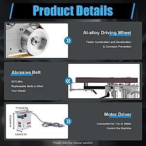 1" x 30" Belt Sander Bench Grinder with 60/800 Grits Sanding Belts, Desktop Belt Knife Sharpener Belt Sander Polisher Sharpener Grinder - DC Brushless Motor Polishing Machine 550W 110V (US Stock)