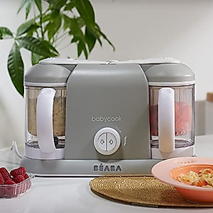 BEABA Babycook Duo 4 in 1 Baby Food Maker, Baby Food Processor, Baby Food Blender Baby Food Steamer, Make Fresh Healthy Baby Food at Home, Large 9.1 Cup Capacity, Cloud