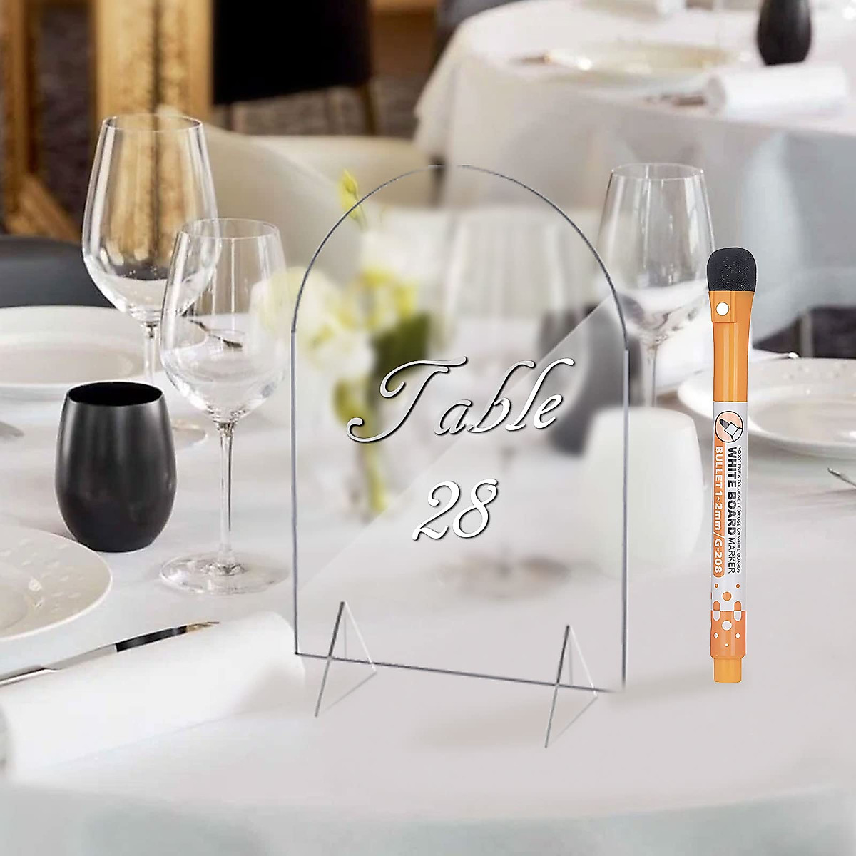 Wedding Table Numbers, MIUYFcai 28 pcs Acrylic Table Numbers for Wedding 4x6 Inch, Sign and Holder, Perfect for Wedding, Reception, Centerpiece Decoration, Event, Party