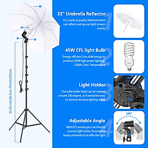 Neewer Photography Backdrop 400W 5500K Continuous Umbrella Studio Lighting Kit 6x9 feet Muslin Chromakey Green Screen and 2.6x3 Meters/8.5x10 Feet Backdrop Stand Support System for Photo Video Shoot