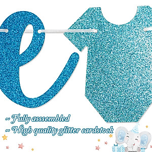 Welcome Baby Boy Banner, Pre-strung Baby Shower Banner, It's A Boy Decorations, Baby Boy Shower Decorations, Blue Glitter