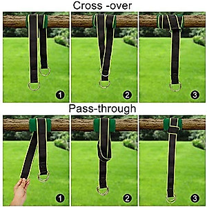 FORTGESCHE Tree Swing Straps Hanging Kits, Adjustable Swing Hammock Straps 5ft Length with 2 Heavy Duty Lock Carabiner Hooks and Tree Protector Sleeves Perfect for Hammock & Tree Swing, Holds 2200lb