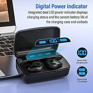Esiposs Wireless Earbuds, Bluetooth 5.0 Ear Buds 156hr Playtime, in-Ear Headphones with Mic Stereo IPX7 Waterproof Fast Charging Earphones with USB-C LCD Charging Case for iPhone Android
