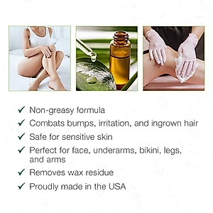 Clean + Easy Calm - Azulene Oil, Use To Soothe Sore Irritated Skin, Remove Wax Residue After Hair Removal - Post Waxing Care Solution For Sensitive Skin, 2 oz