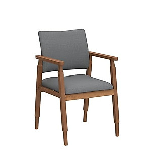 thksbought Mid Century Modern Walnut Dining Chairs Wood Arm Grey Fabric Kitchen Cafe Living Room Decor Furniture